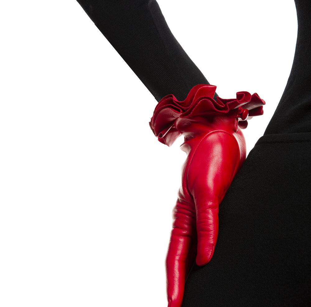 Danielle 2 - Women's Silk Lined Leather Gloves with Ruffle – Paula Rowan